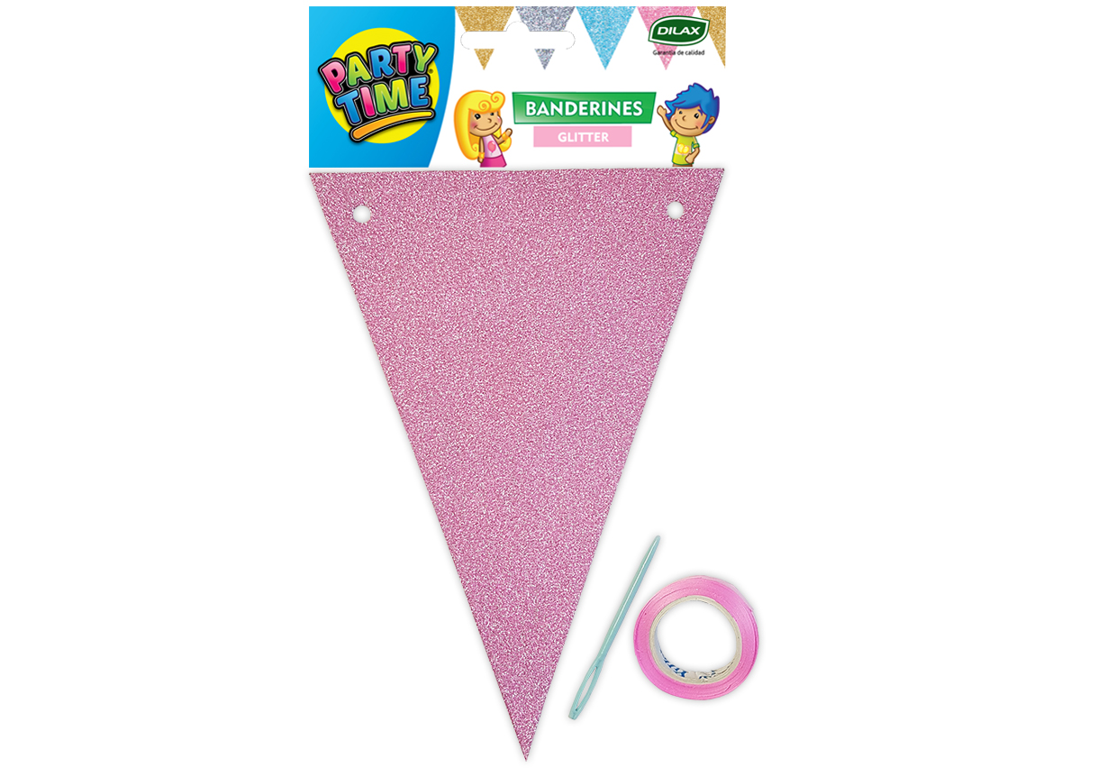 BANDERIN GLITTER ROSA – Cotillón Sorpresa