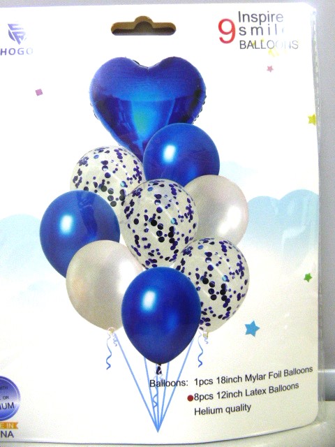 SET 9 GLOBOS CORAZON AZUL – Cotillón Sorpresa